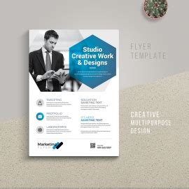 Freepiker Minimal Business Flyer With Black Blue Accent
