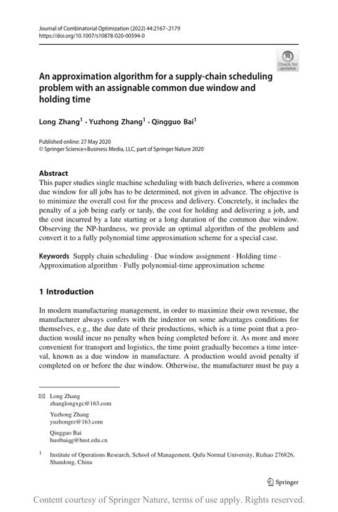 an approximation algorithm for a supply chain scheduling problem with an assignable common due