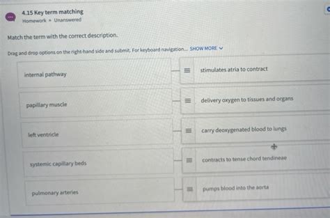 Solved 4 15 Key Term Matching Homework Unanswered Match Chegg