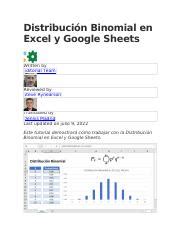 Working With Binomial Distribution In Excel And Google Sheets A