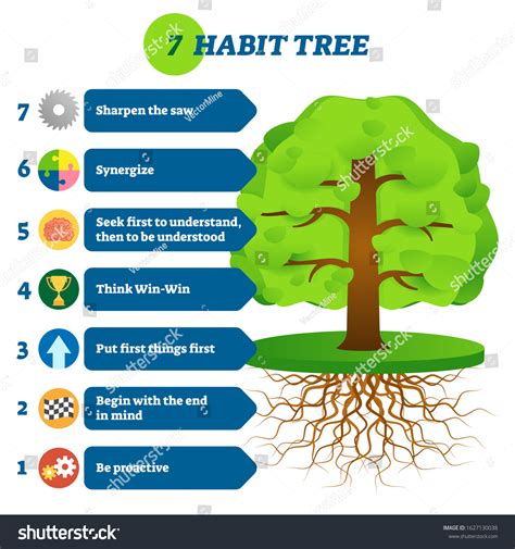 7 Habit Tree Success Mindset Stages เวกเตอรสตอก ปลอดคาลขสทธ