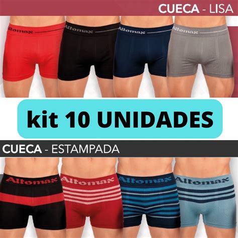 Kit 10 Cuecas Box Boxer Microfibra Lisa Adulto Atacado Corre Que Ta