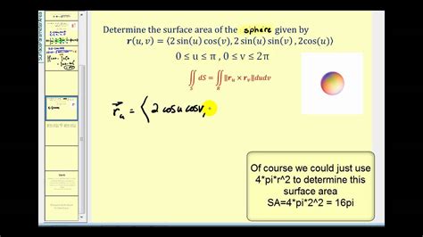 area of a parameterized surface youtube