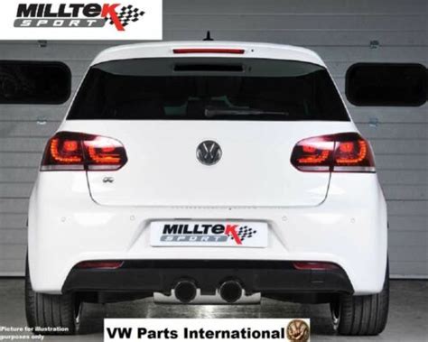 VW Golf MK6 GTI Milltek 3 R Style Race Cat Back Exhaust Black Tips
