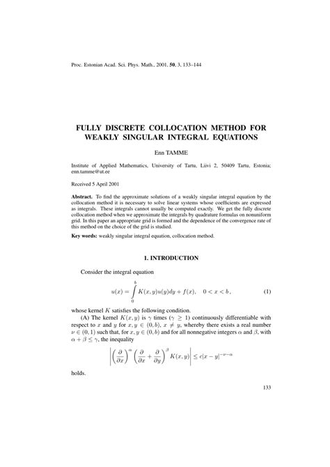 pdf fully discrete collocation method for weakly singular integral equations