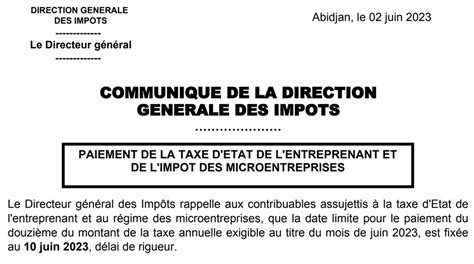 Paiement de la Taxe d Etat de l Entreprenant et de l Impôt des Micro