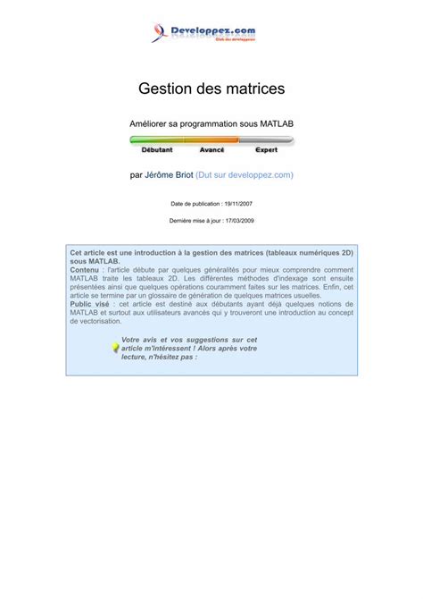 pdf matlab introduction gestion matrices dokumen tips