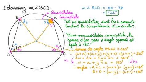 Vidéo question Déterminer la mesure dun angle dans un quadrilatère