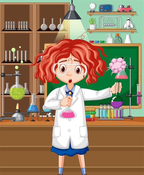 Laboratory Scene With Scientist Cartoon Character 6768306 Vector Art At