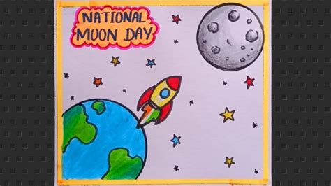 Chandra Dinam Poster Drawing National Moon Day Drawing Chandra Dinam