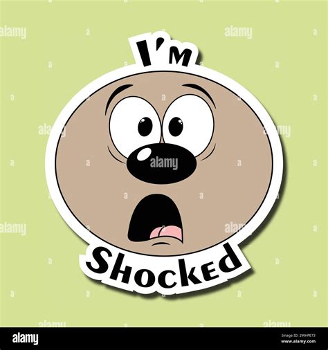Funny Face Sticker Emoticon With A Shocked Face Expression Of Shock