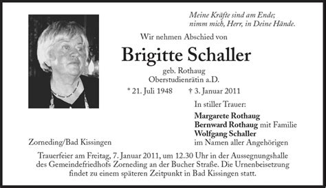 Traueranzeigen Von Brigitte Schaller SZ Gedenken De