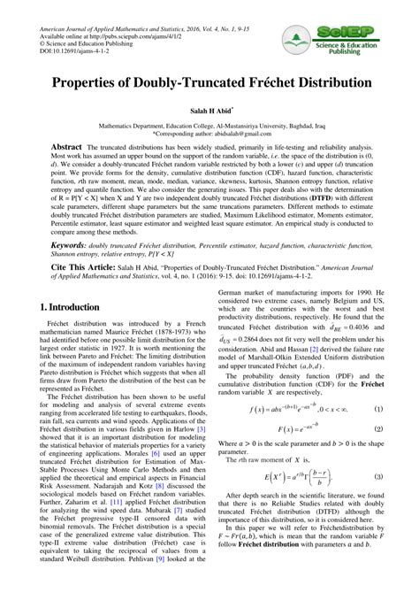 pdf properties of doubly truncated fréchet distribution