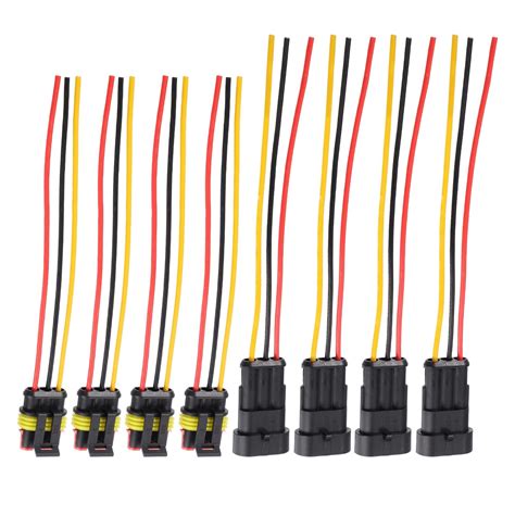X AUTOHAUX 4 Pair 16AWG 3 Pins Way Car Auto Waterproof Electrical
