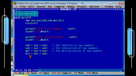 addition subtraction multiplication and division using scanf function c programming tutorial