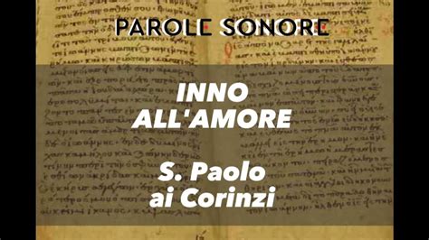 San Paolo Ai Corinzi INNO ALL AMORE Parole Sonore YouTube