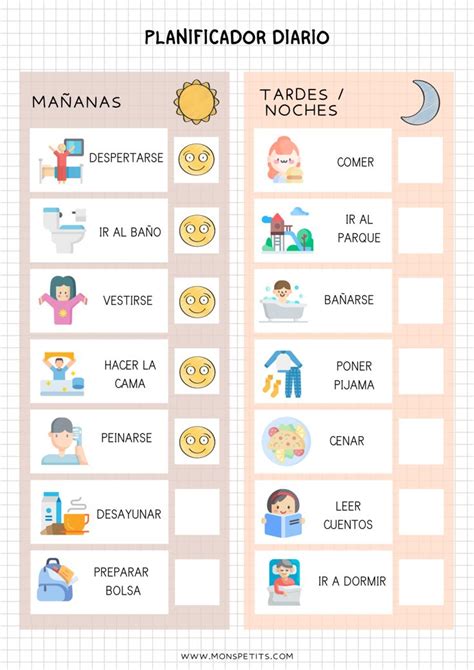 Plantillas de rutinas y tareas para organizar los días con niños