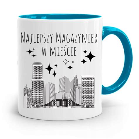 KUBEK BŁĘKITNY DLA MAGAZYNIERA NAJLEPSZY W MIEŚCIE z Nadrukiem ze