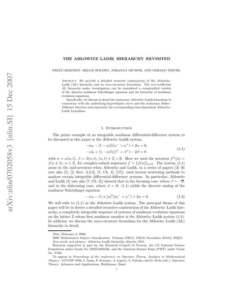 pdf the ablowitz ladik hierarchy revisited