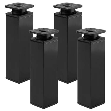 4x Nóżka meblowa regulowana kwadratowa 40x40 ATM H 150mm CZARNY MAT DN