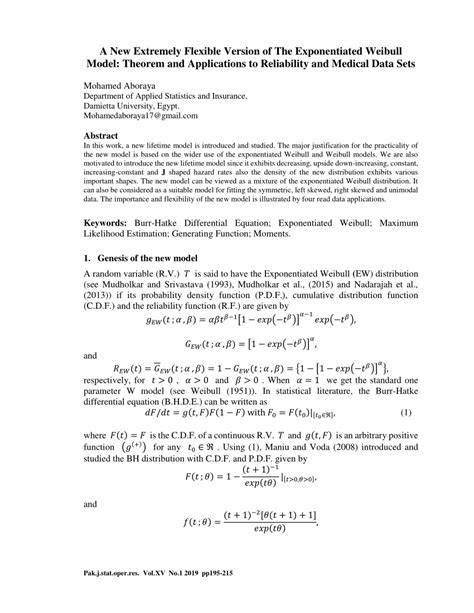 pdf a new extremely flexible version of the exponentiated weibull model theorem and