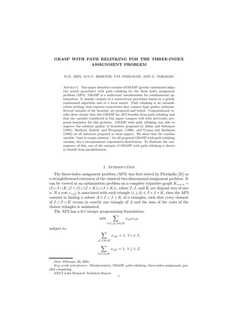 pdf grasp with path relinking for the three index assignment problem