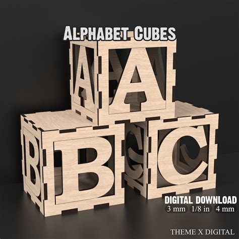 3D Alphabet Box A Z Laser Cut Files Alphabet Letter Box Svg Etsy