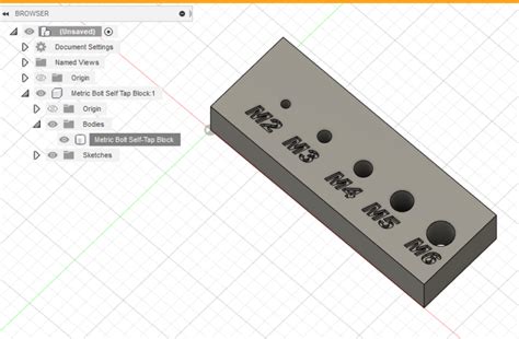 Self Tap Metric Machine Bolt Test Block M2 Through M6 By Andrew