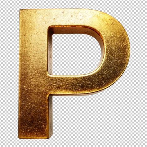 Premium Psd Golden Alphabet P On Transparent Background