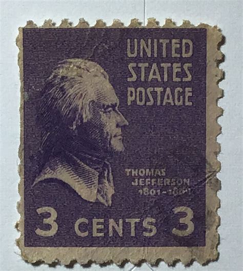 US 3 Cent Thomas Jefferson Postage Stamp 1938 Scott 807 Values MAVIN