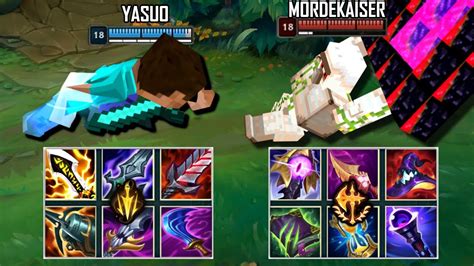 MINECRAFT YASUO Vs MORDEKAISER FULL BUILD FIGHTS Best Moments YouTube