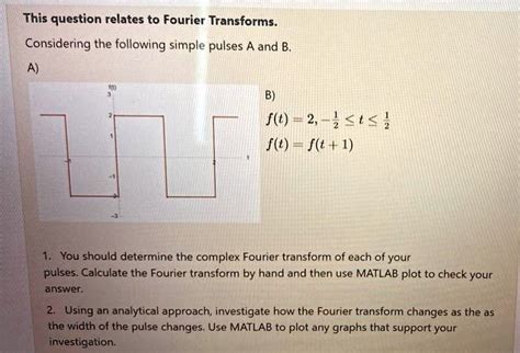 Solved This Question Relates To Fourier Transforms Considering The