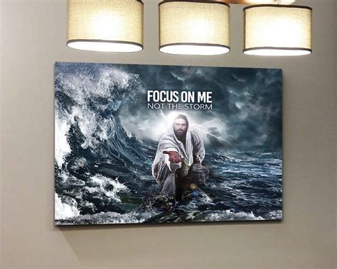 Jesus Focus Art Canvas Focus On Me Not The Storm Quote Wall Etsy