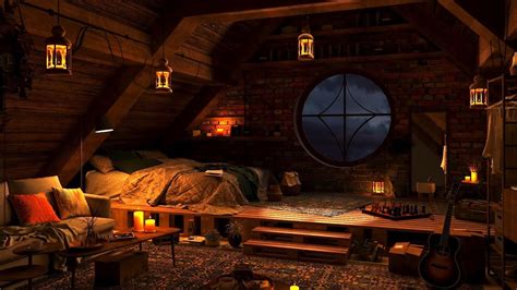 Cozy Attic Ambience Indoor Rain Sounds With Thunderstorm For Sleeping