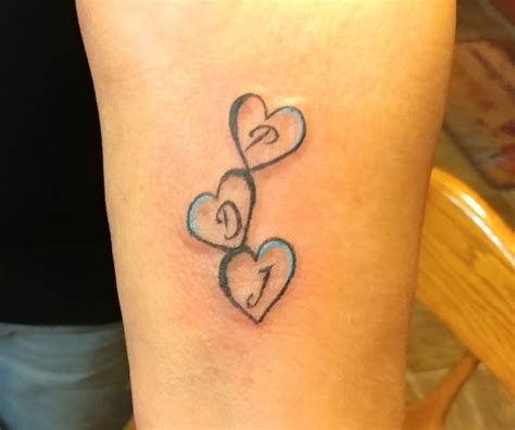 Three Heart Tattoo With Initials Google Search Tattoos For