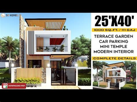 25x40 House Plan 1000 Sqft 111 Gaj Terrace Garden Car Parking