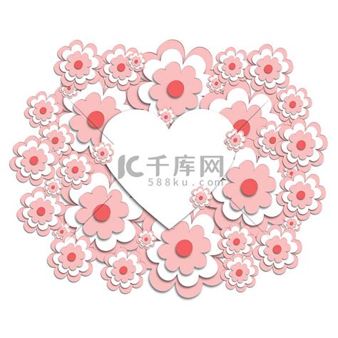 心脏周围的 3d 粉红色樱花。高清摄影大图 千库网