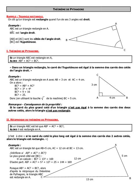 Solution Theoreme De Pythagore D Un Angle Aigu Cours Et Exercices Fr