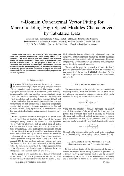 pdf z domain orthonormal vector fitting for macromodeling high speed modules characterized by