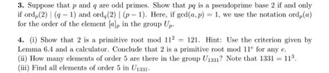 solved 1 i show by hand that 2 is a primitive root mod