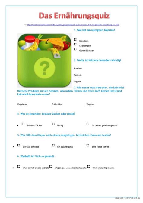 Ernaehrung Deutsch Daf Arbeitsbl Tter Pdf Doc