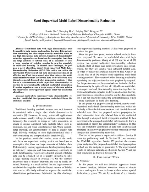 pdf semi supervised multi label dimensionality reduction