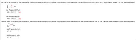 solved use the error formulas to find bounds for the error