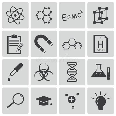 Sistema Del Icono Del Vector De La Química Iconos Aislados Negros De La
