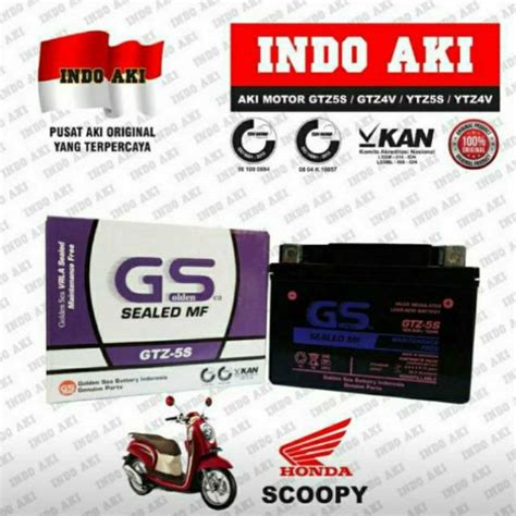 Jual Aki Motor Honda Scoopy GTZ5 GTZ5S GTZ 5S Golden Sea Accu Kering MF