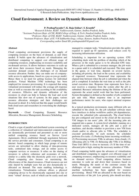 pdf cloud environment a review on dynamic resource allocation schemes