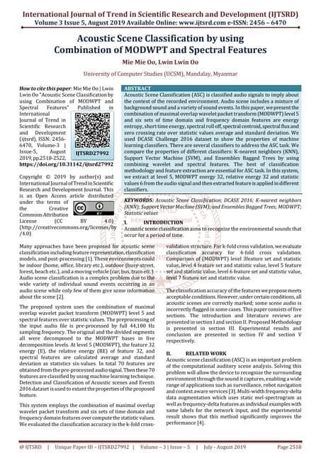 acoustic scene classification by using combination of modwpt and spectral features pdf