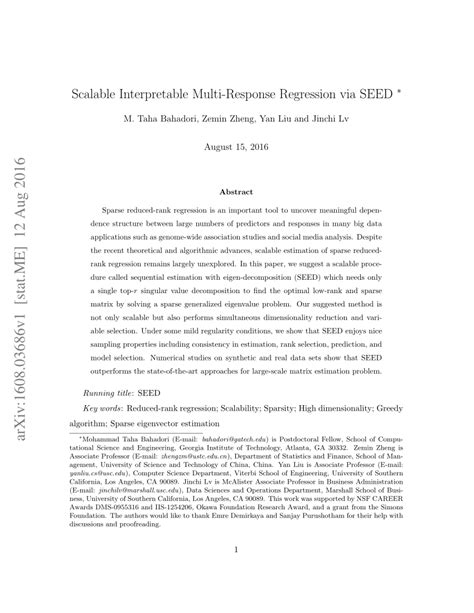 pdf scalable interpretable multi response regression via seed