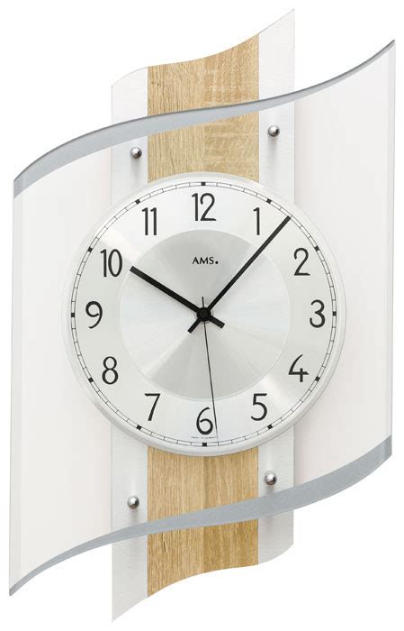 Horloge murale radio pilotée en verre aluminium et bois de Sonoma