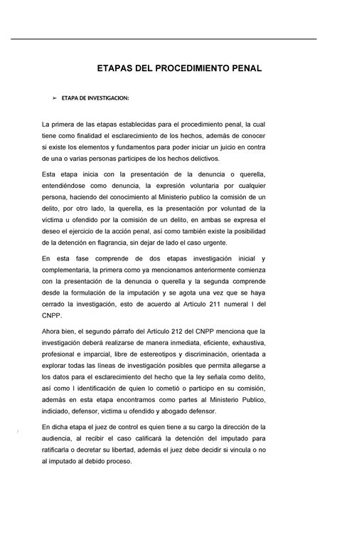 Etapas Del Procedimiento Penal ETAPAS DEL PROCEDIMIENTO PENAL ETAPA